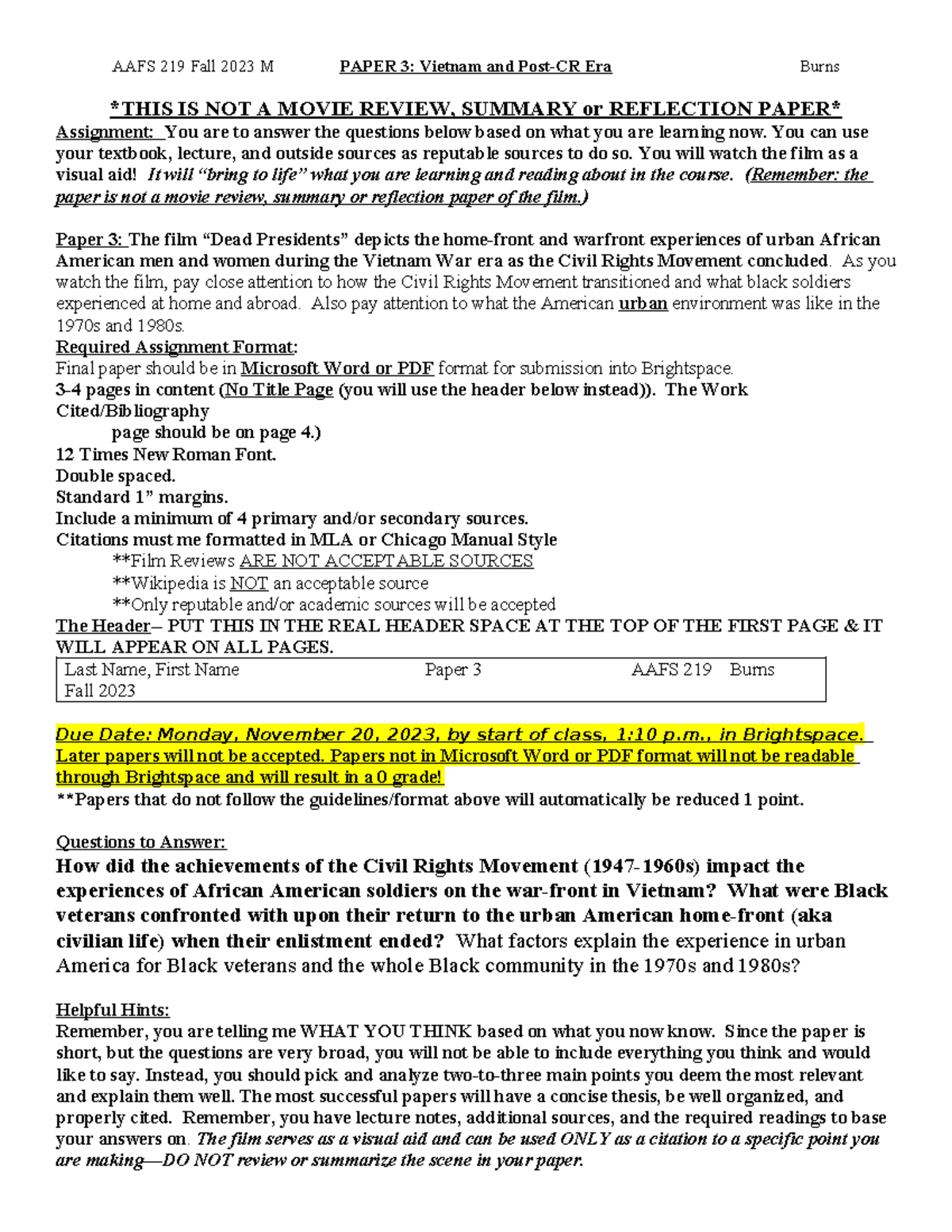 Paper 3: Civil Rights Impact on Black Veterans in Vietnam Era - AAFS ...