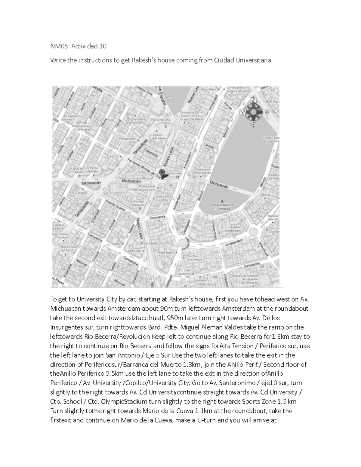 NM05 Actividad 10 - Instrucciones para llegar a Ciudad Universitaria - Studocu