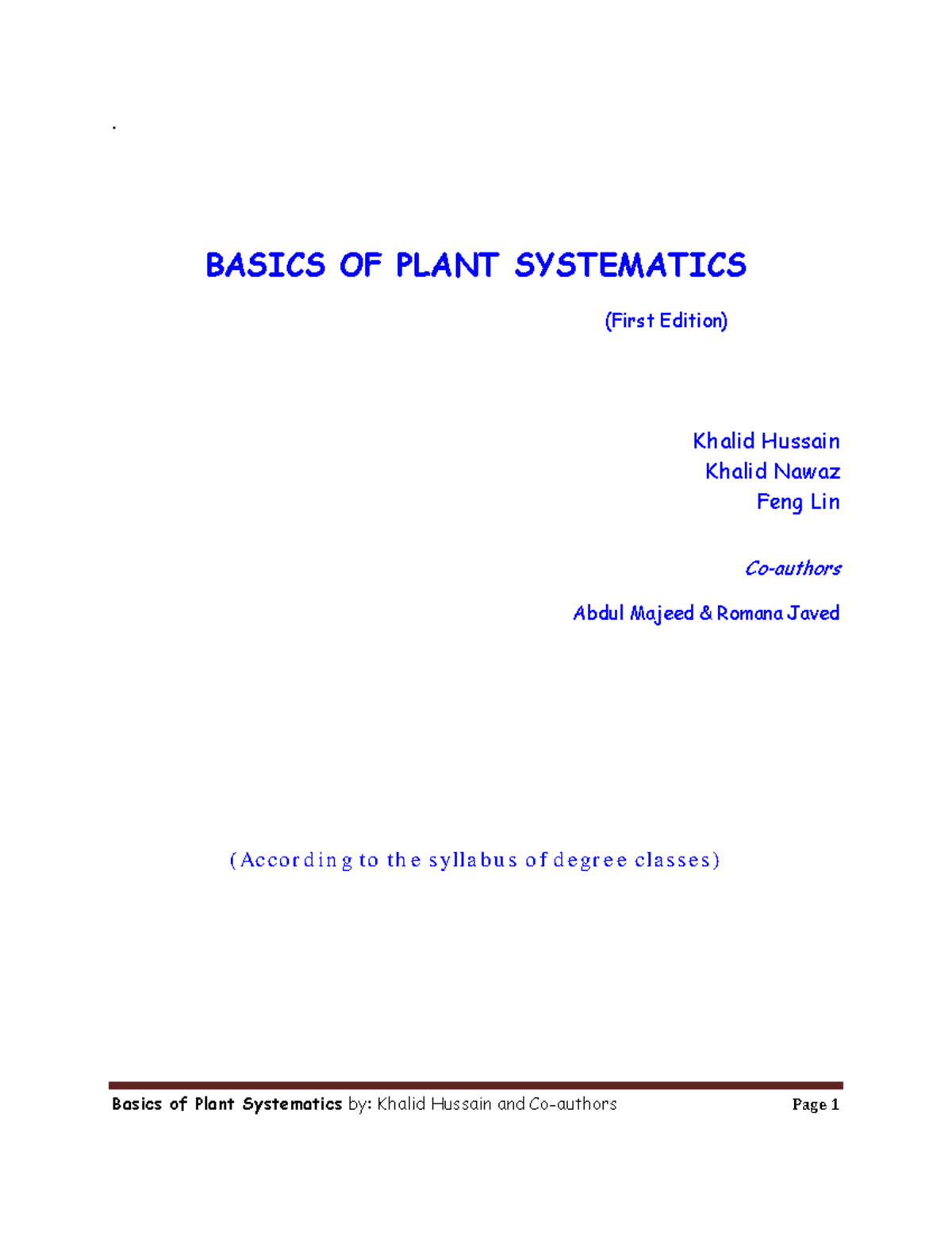 Plant Systematics 2: Comprehensive Outline and Key Concepts Guide - Studocu