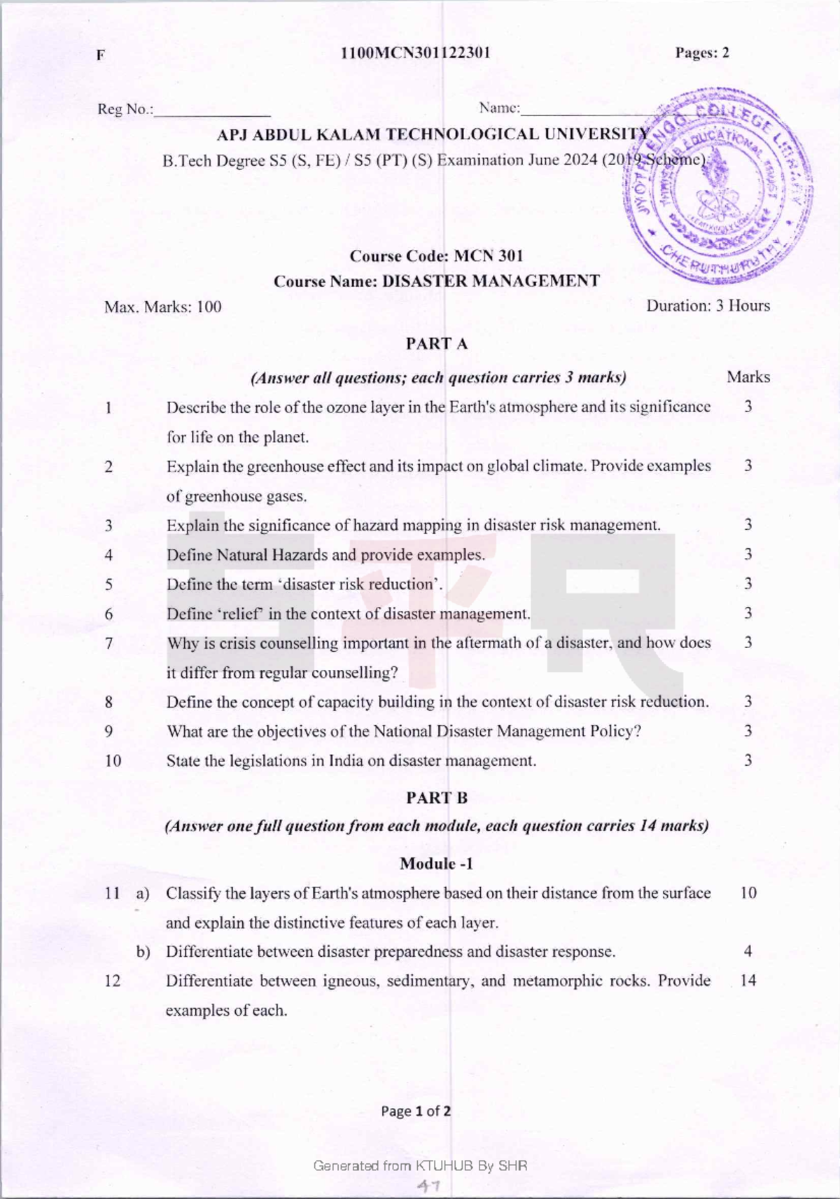 Disaster Management Study Guide - MCN 301 Final Exam Preparation - Studocu