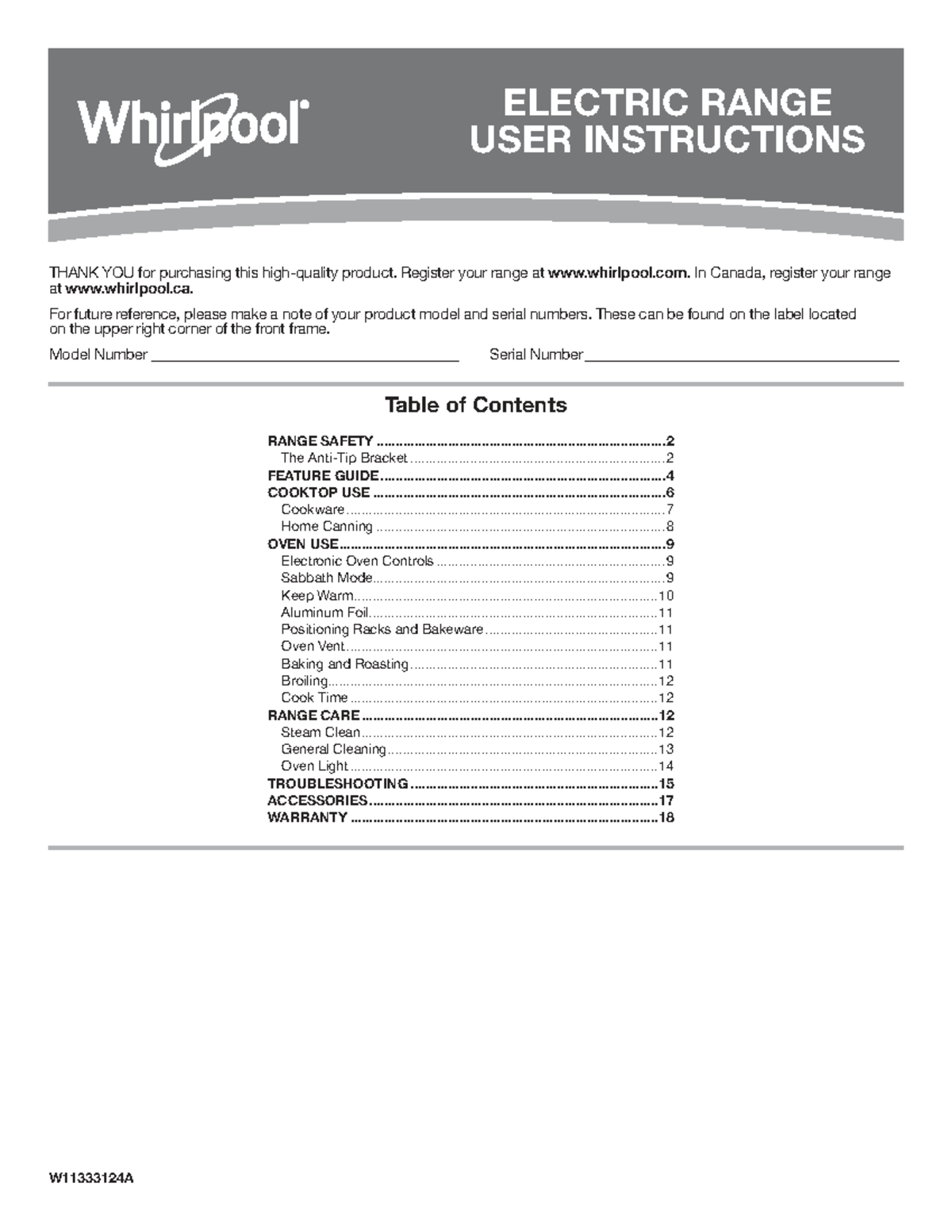 WFE320M0JS Whirlpool Electric Range User Instructions Guide - Studocu