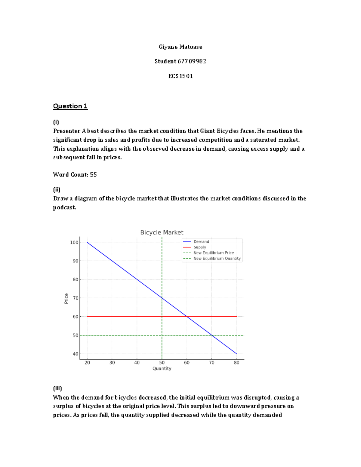 ECS1501 Assignment - Market Conditions Analysis and Diagrams - Studocu