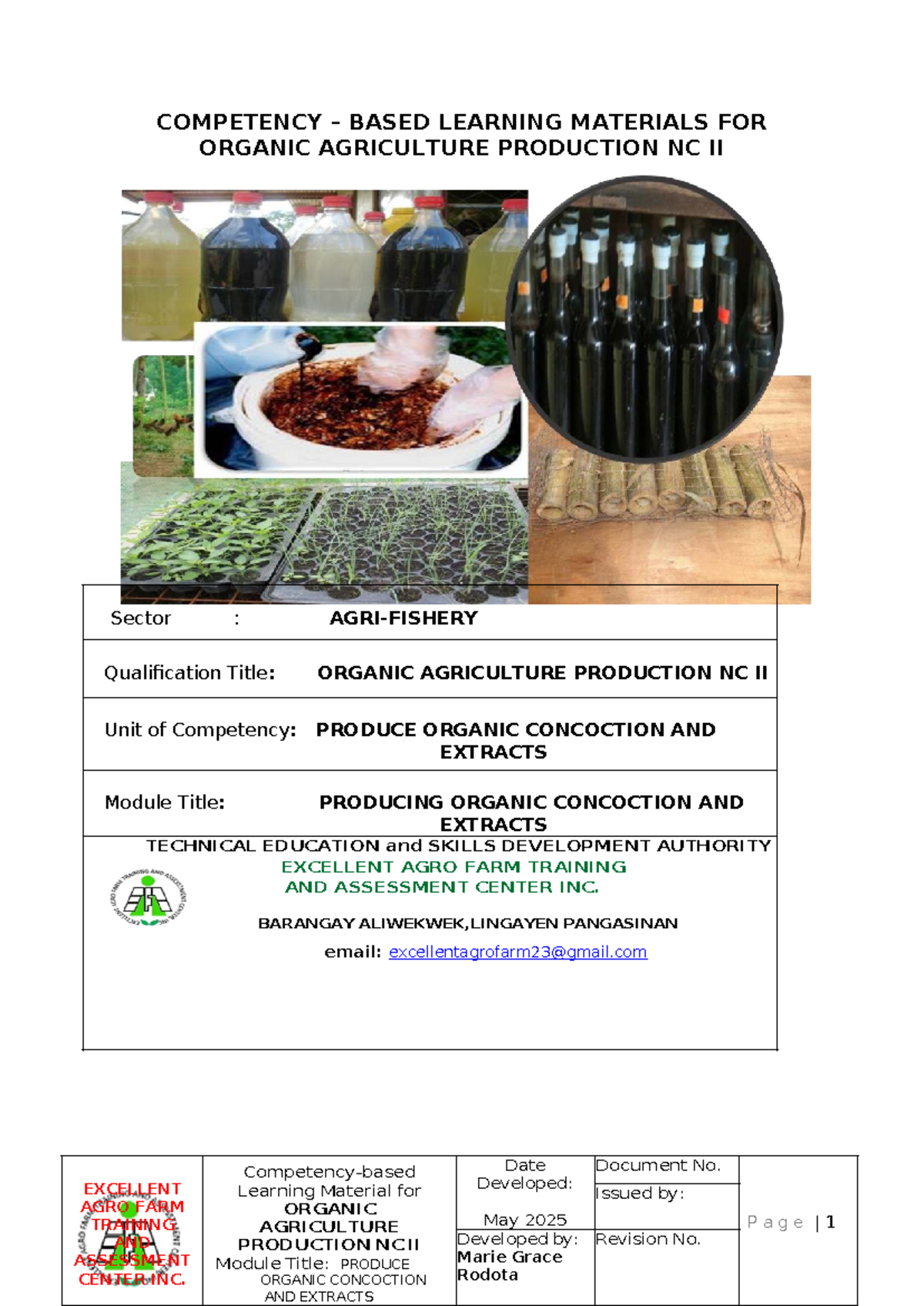 Learning Material for Organic Agriculture Production NC II: Produce ...