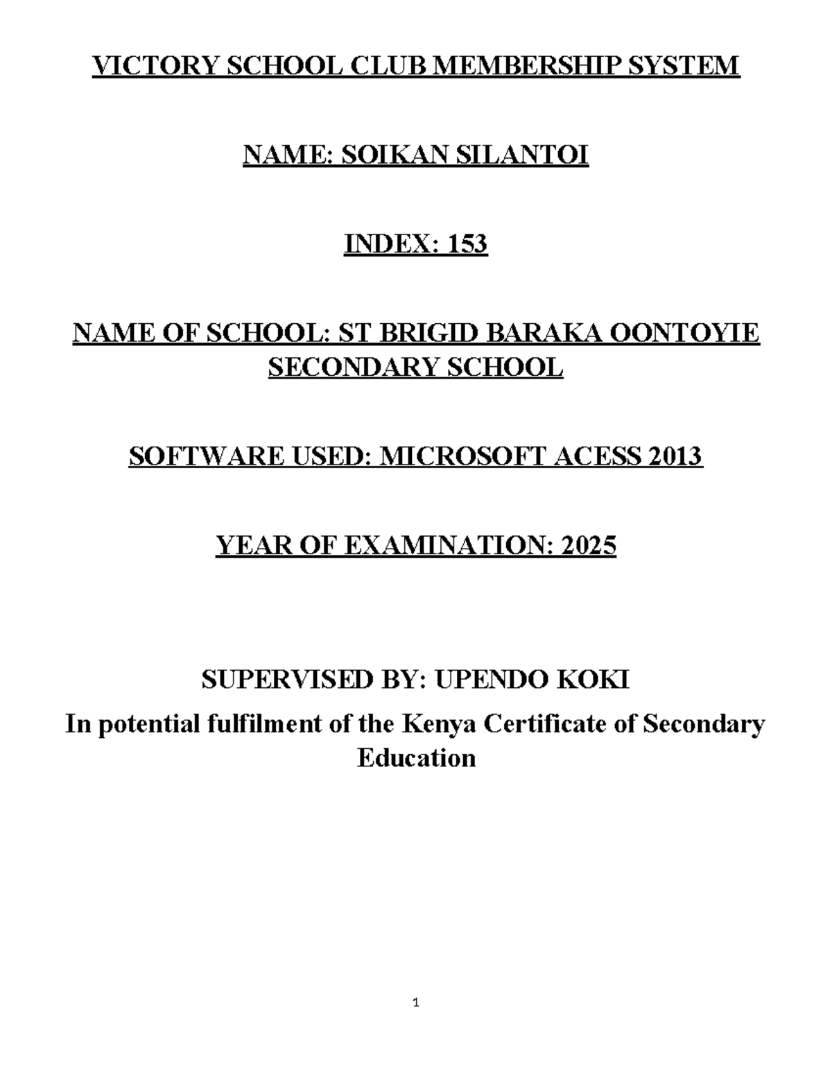 Victory School Club Membership System Project Report (2025) - Studocu