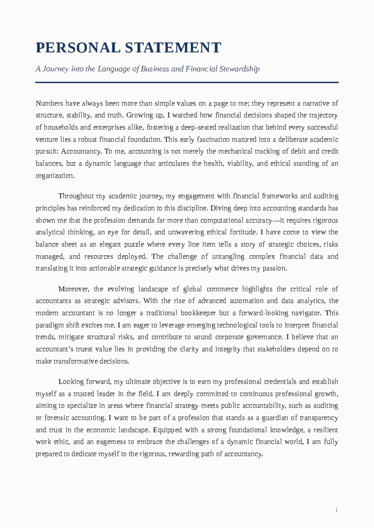 Personal Statement: My Journey in Accountancy (260603) - Studocu