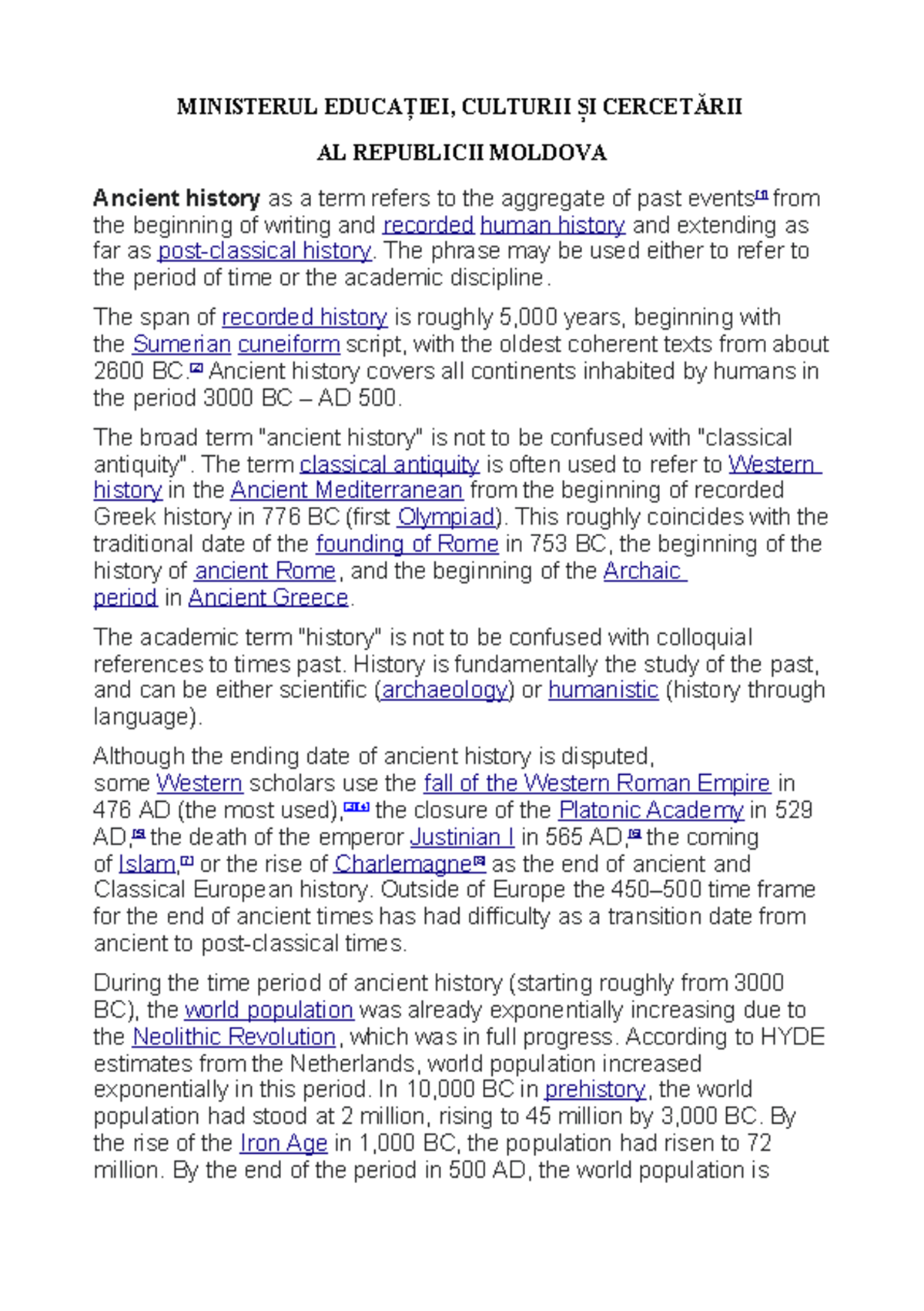 Ancient History Overview: Key Concepts and Timeline (Course Code ...