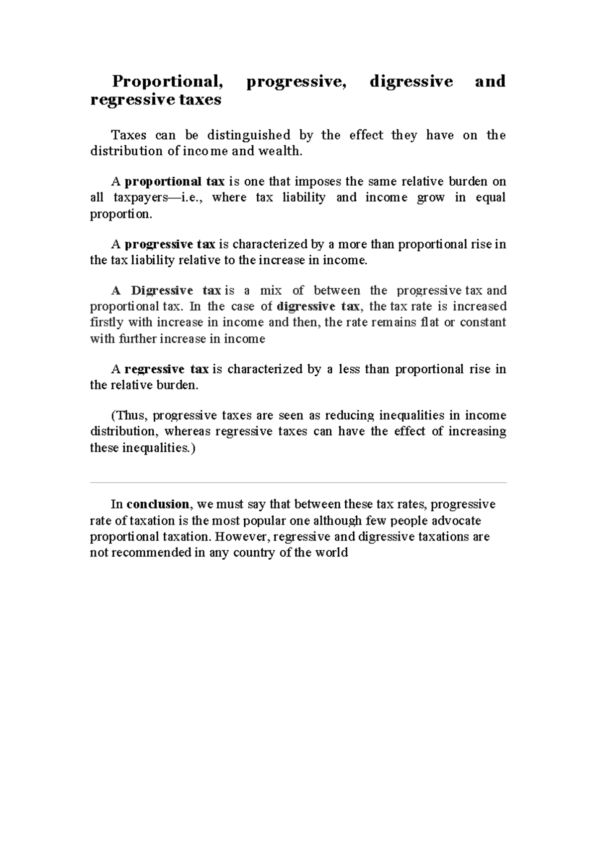 Tax Structures: Proportional, Progressive, Regressive & Digressive ...