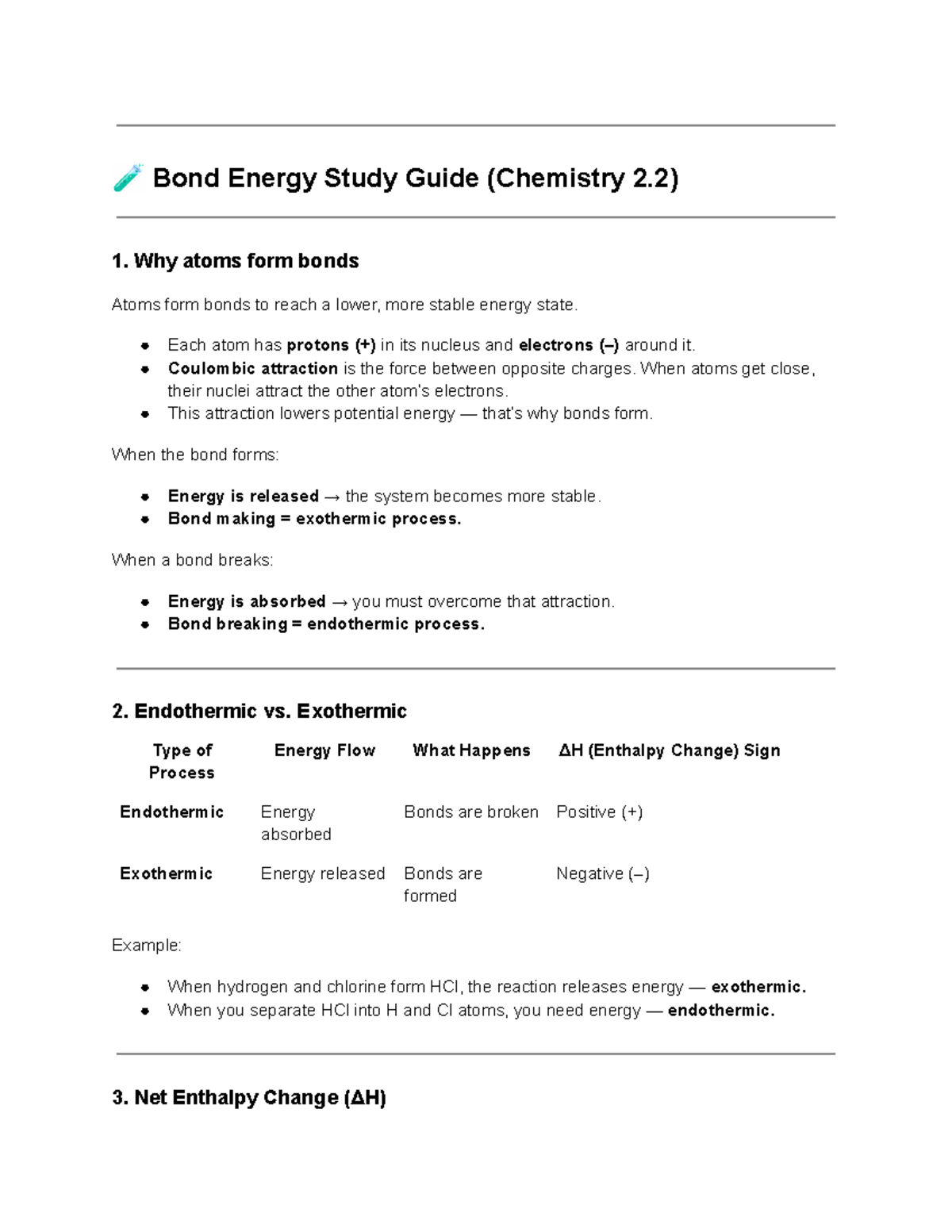 Bond Energy Study Guide (Chemistry 2.2) - Key Concepts & Diagrams - Studocu