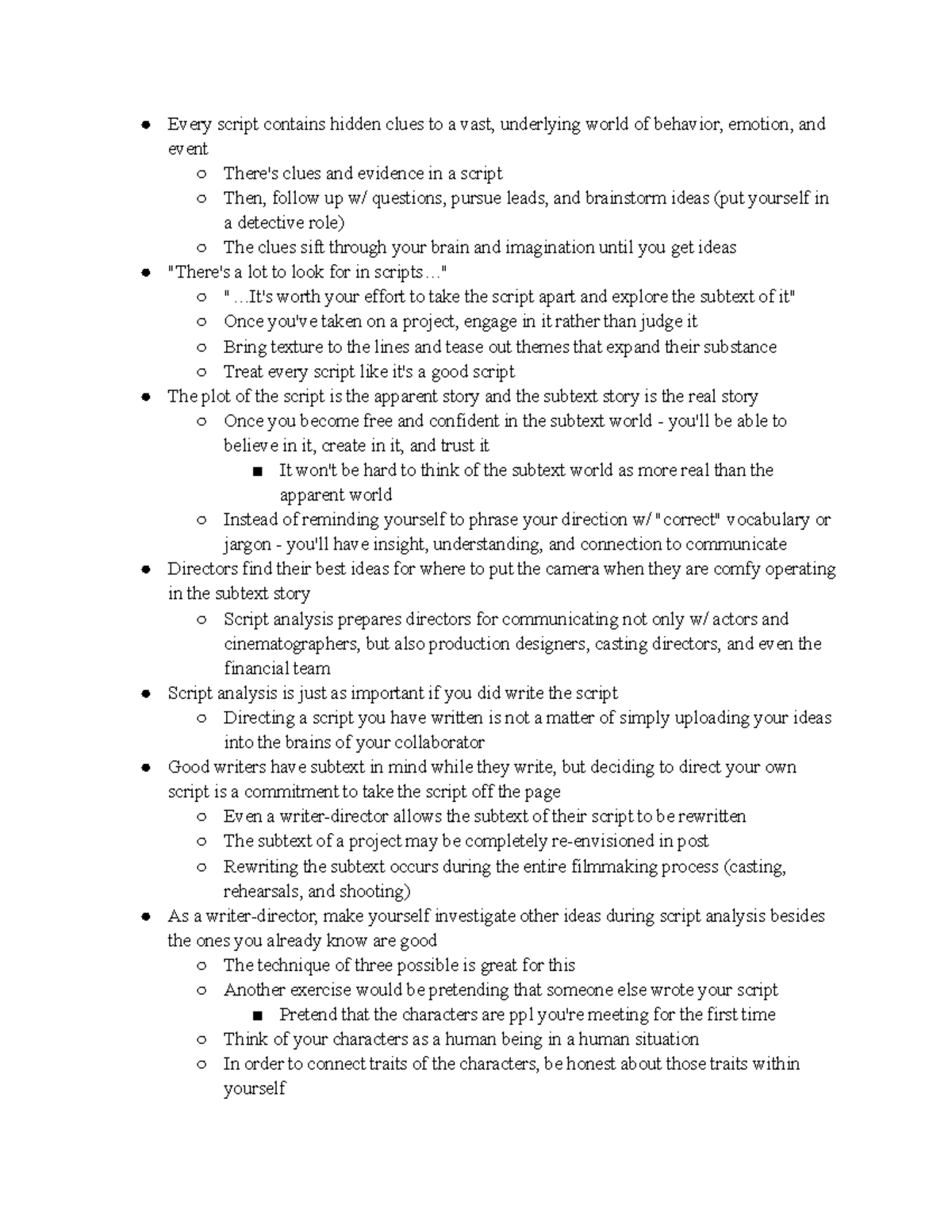 Ch. 7 - Script Analysis - Notes from "Directing Actors" by Judith ...