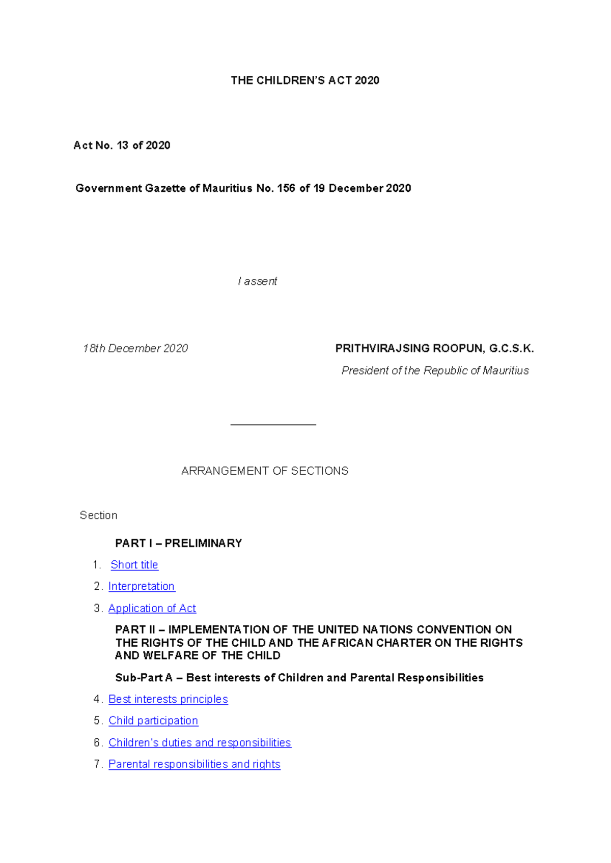 Children’s Act 2020: Provisions for Child Care and Protection - Studocu