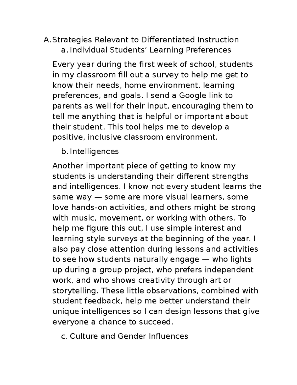 WGU D187 Task 2 - Strategies for Differentiated Instruction - Studocu