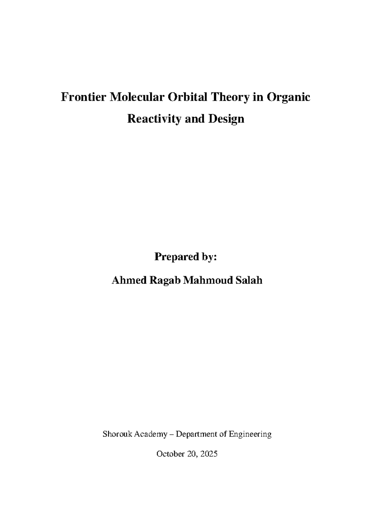 Frontier Molecular Orbital Theory: Insights into Organic Reactivity ...