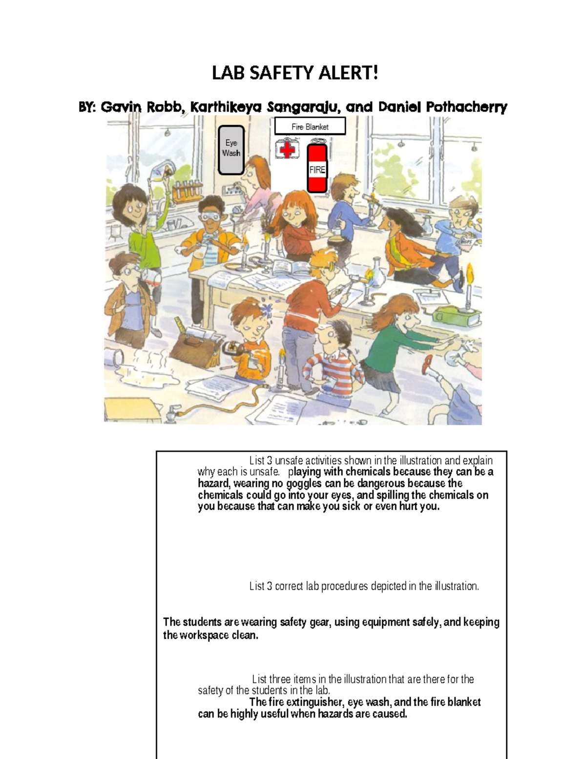 Lab Safety Cartoon Analysis: Unsafe Activities & Correct Procedures ...