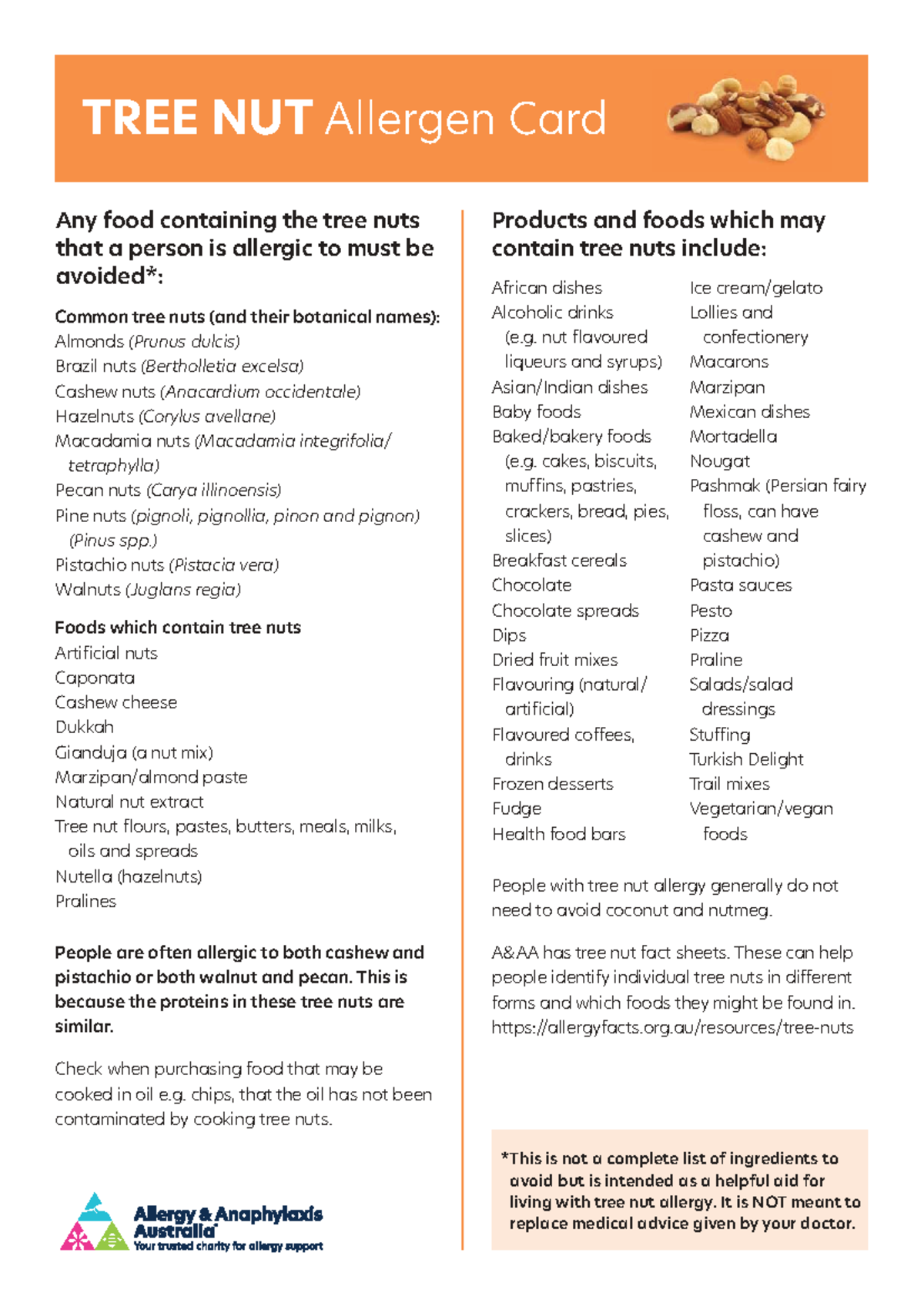 TREE NUT Allergy Safety Guidelines: Foods to Avoid and Identify - Studocu