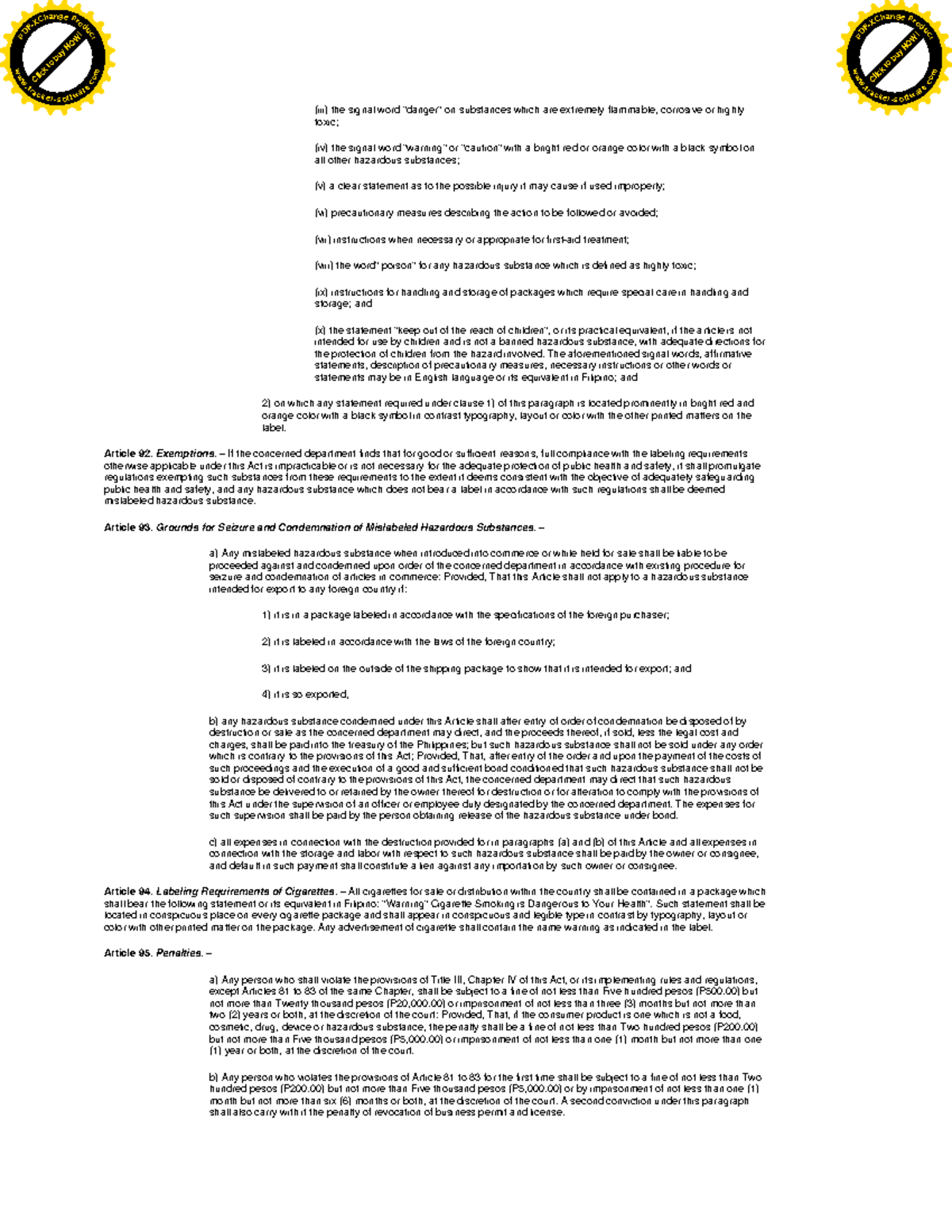Labeling Requirements for Hazardous Substances - Consumer p23 - Studocu