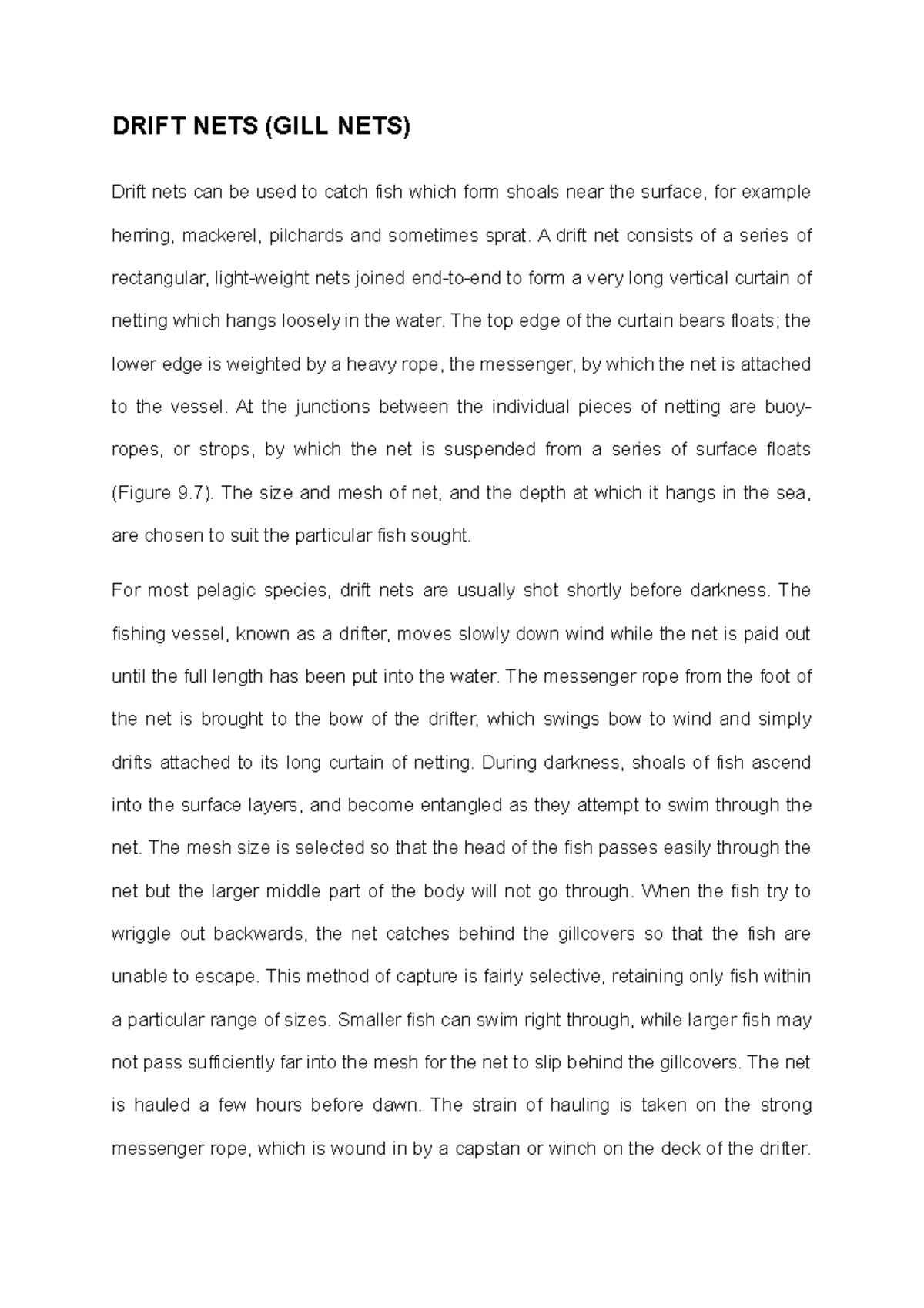 Drift NETS (GILL NETS) - lecture notes related to marine ecology ...