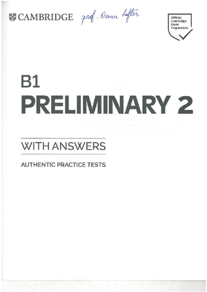Answer KEY (TEST 1-5) - Succeed in Cambridge English Preliminary Test ...