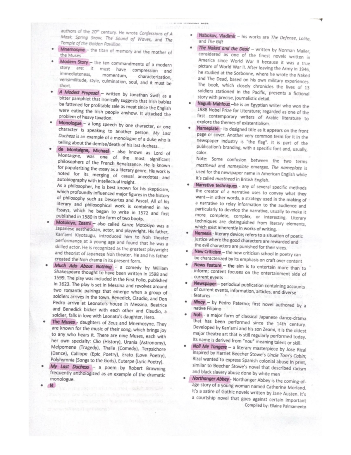 Authors of the 20th Century: Key Works and Literary Influences - Studocu