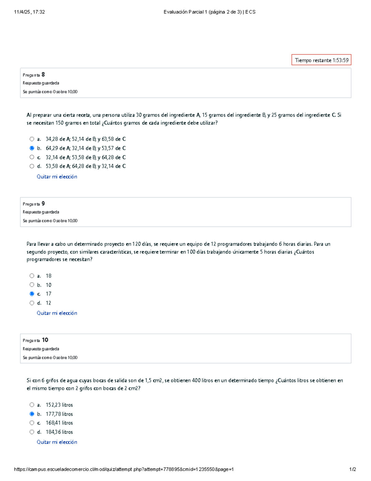 Evaluación Parcial 1 - Matemáticas GEN31: Preguntas y Respuestas - Studocu