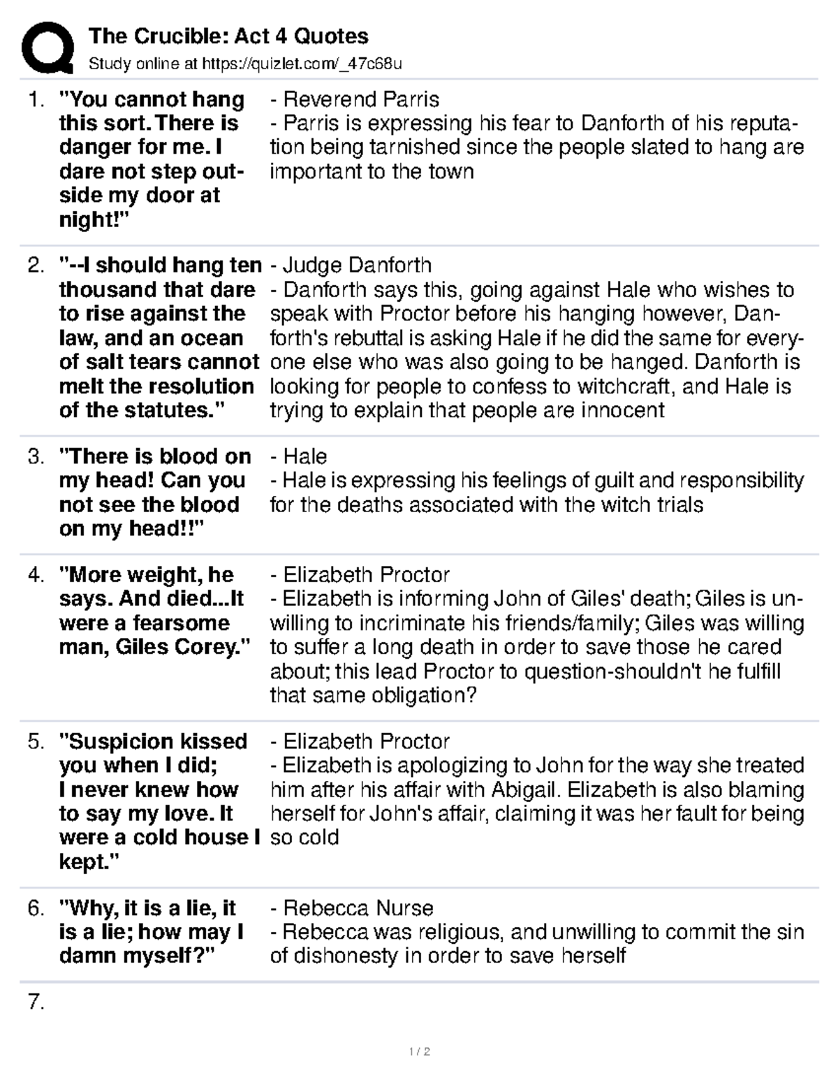 Judge Danforth Quotes The Crucible Revision Of Key Parts: Act 4