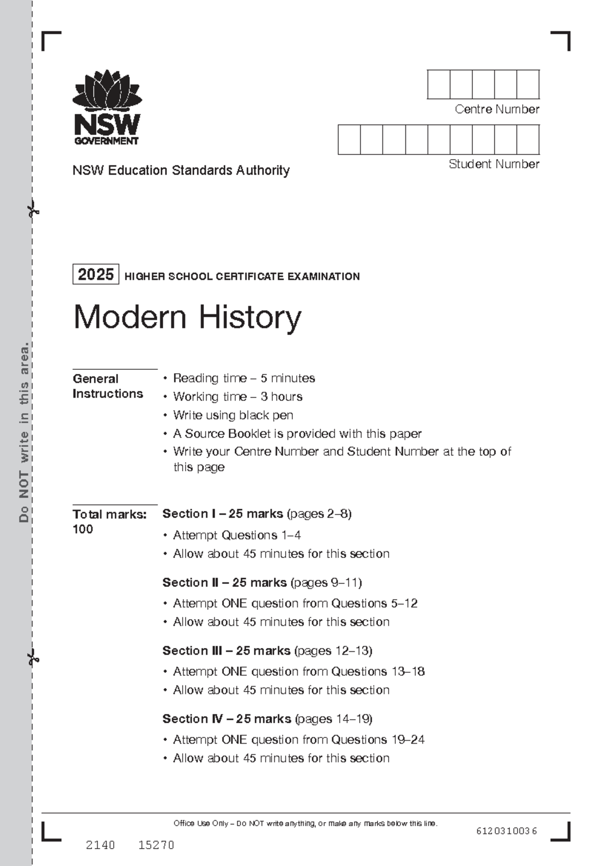 2025 HSC Modern History Examination Paper - Studocu