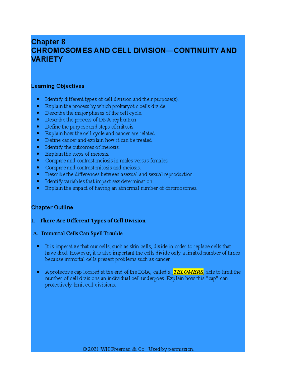 Chapter 8 Chromosomes and Cell Division Sucess Guide - Chapter 8 ...