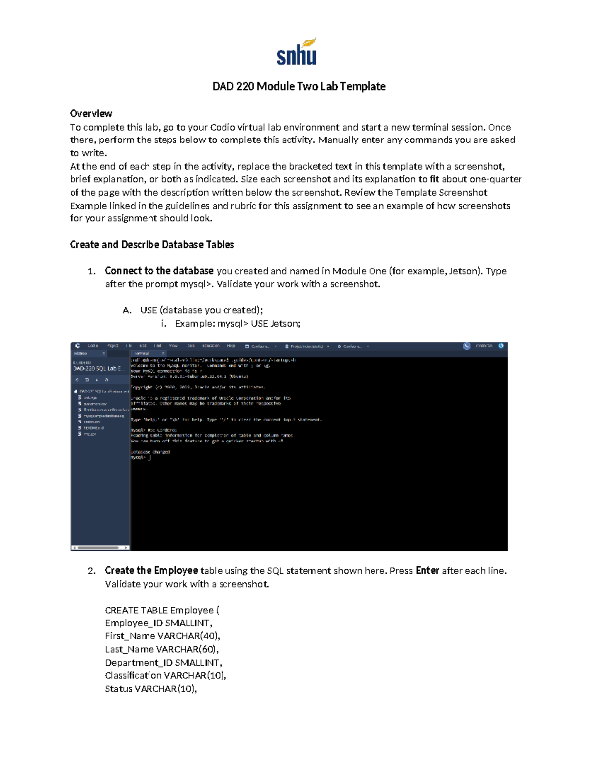 DAD 220 Module Two Lab - N/A - DAD 220 Module Two Lab Template Overview ...