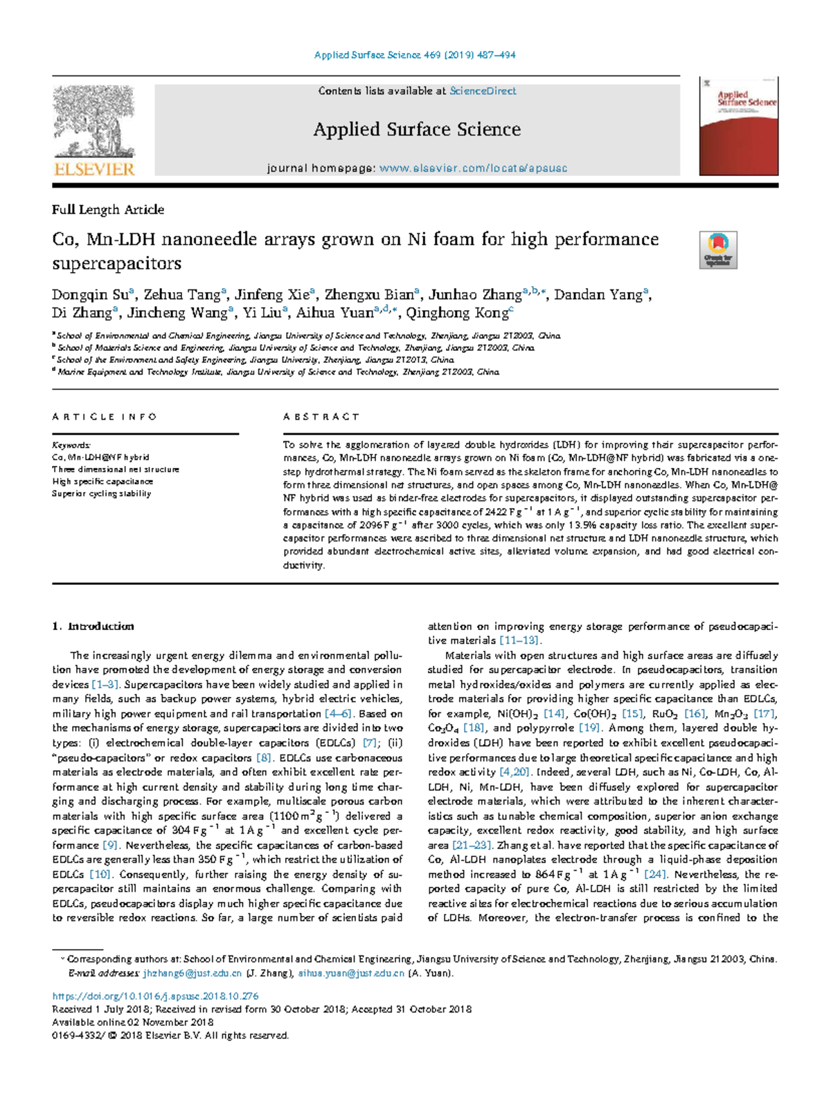 Co, Mn-LDH Nanoneedle Arrays on Ni Foam: High-Performance ...