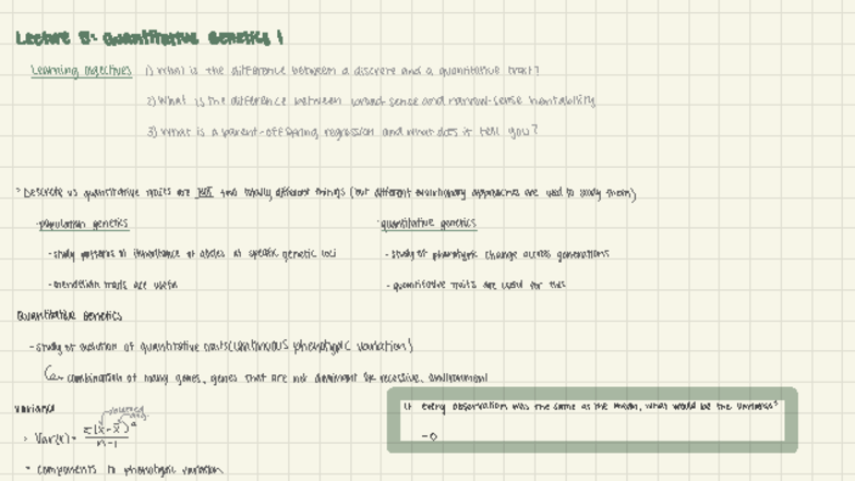 Lecture 5: Quantitative Genetics and Heritability Concepts - Studocu