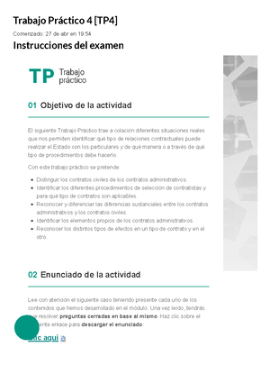 Examen Trabajo Práctico 4 [TP4] 100% - Trabajo Práctico 4 [TP4] Comenzado: 30 de ago en 11 ...