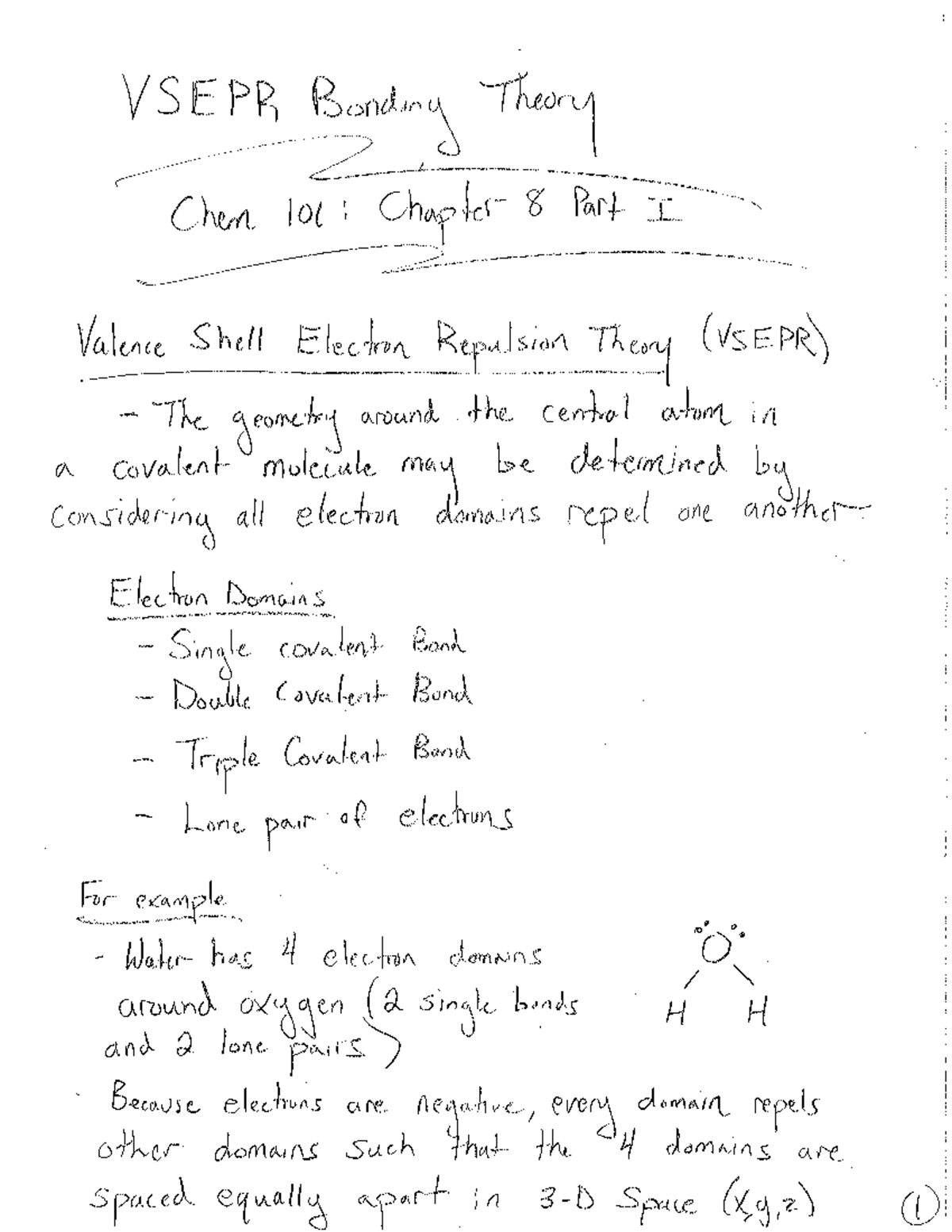 Chem 101: VSEPR Bonding Theory - Chapter 8 Part I - Studocu
