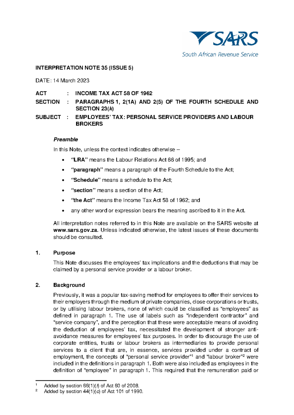 Legal-IN-35-Employees' Tax: Personal Service Providers & Labour Brokers ...