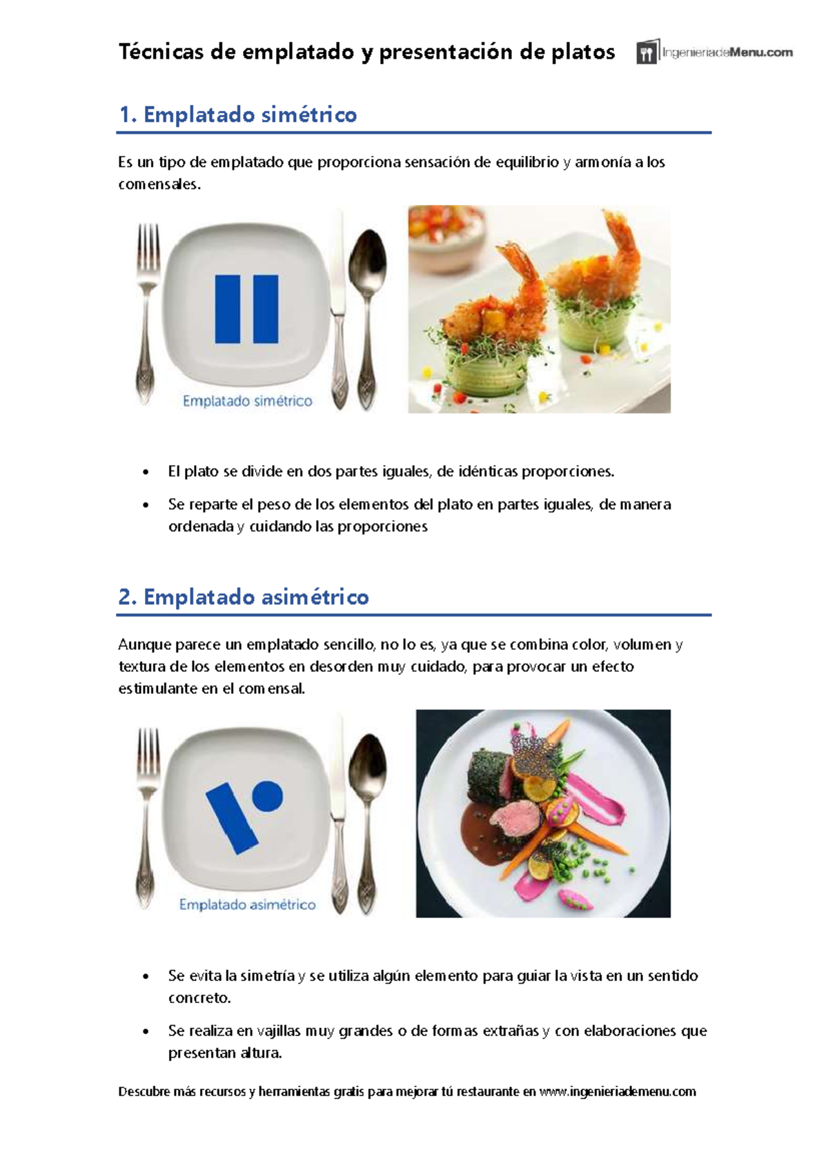 Tecnicas de emplatado y presentacion de platos - 1. Emplatado simétrico ...