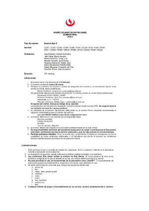 Diseño de base de datos - SI400 - UPC - Studocu