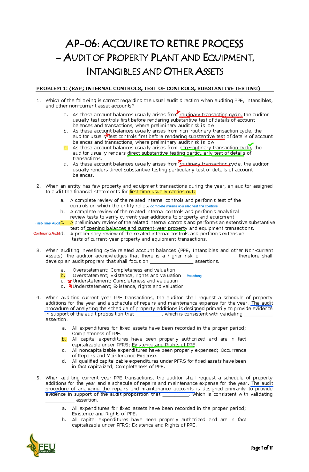 Acquire TO Retire Process Audit OF PPE Intangibles AND Other Assets ...
