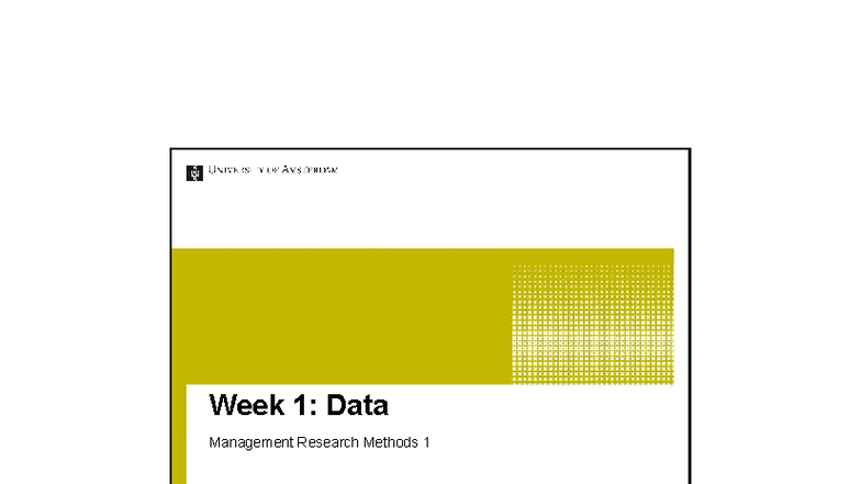 Week 1: Data Management Research Methods 1 - Analysis & Solutions ...