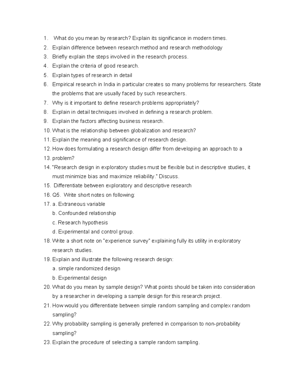 Research Methodology Quiz Questions & Answers for Course Code RM101 - Studocu