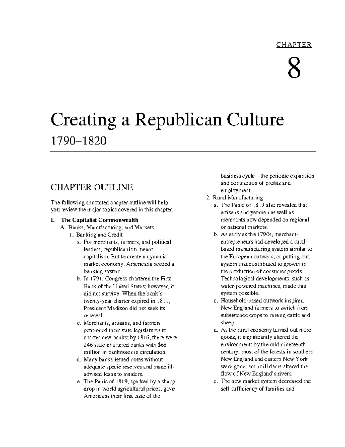 Chapter 8 AP Wilmington - C HAP TER 8 Creating a Republican Culture ...