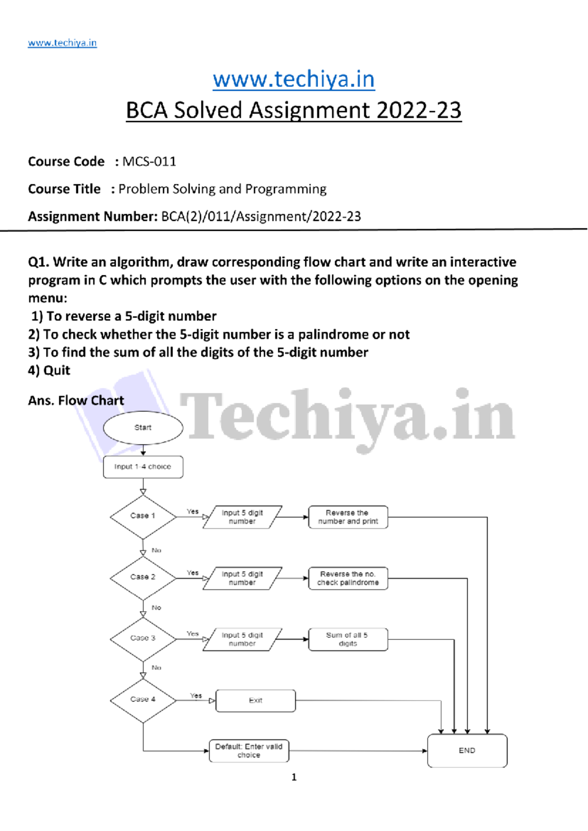 MCS-011 (2022-23) solved assignment - Problem Solving and Programming - Studocu