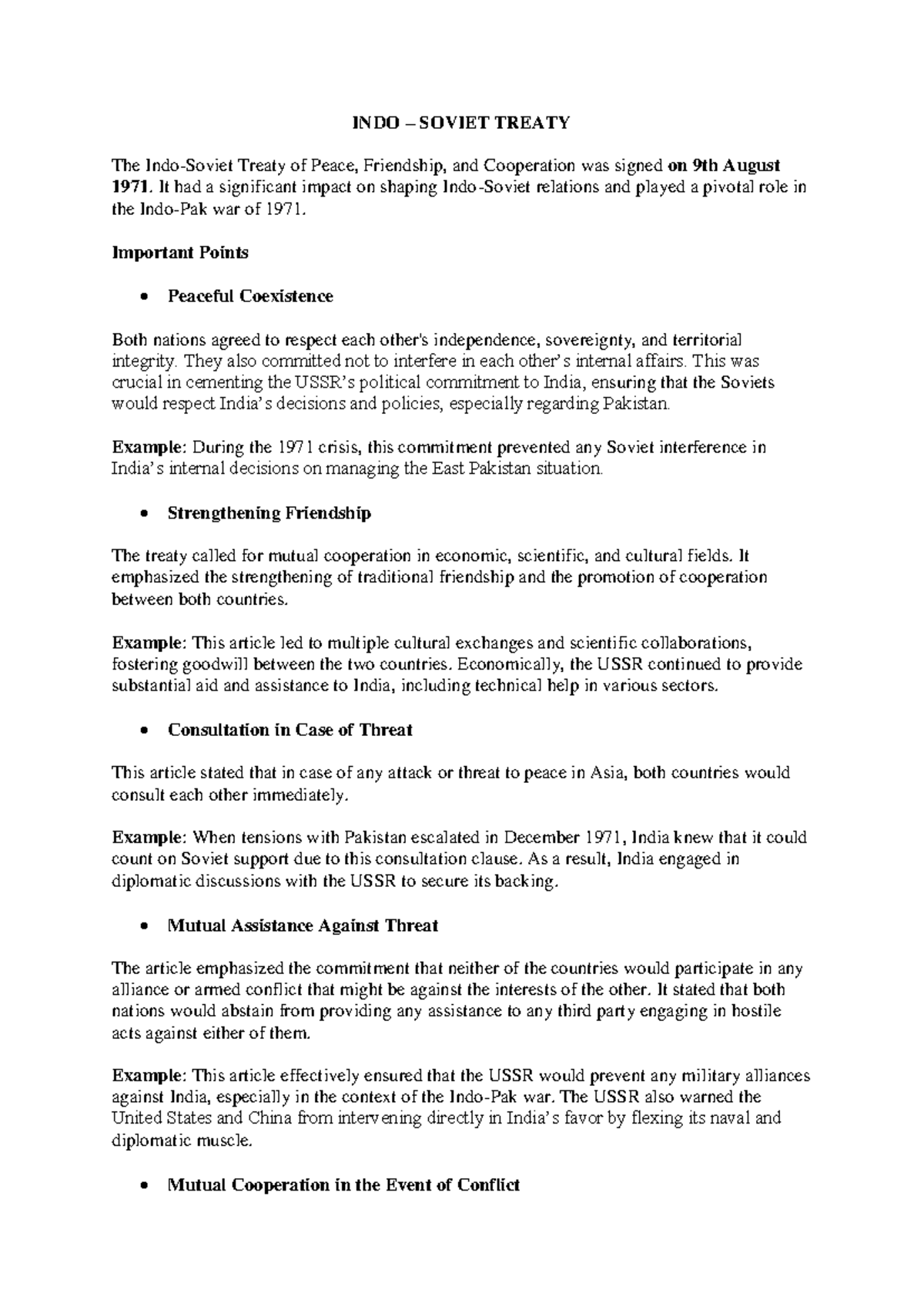 INDO-SOVIET TREATY OF 1971: Impact on Indo-Pak Relations & Cooperation ...