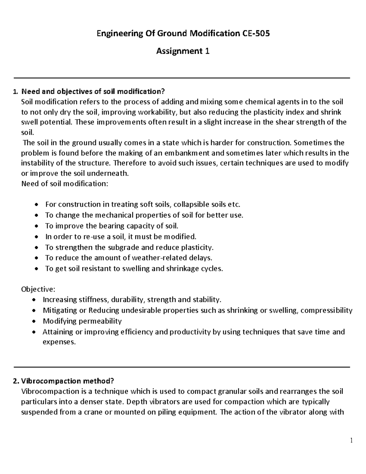 CE-505 Engineering of Ground Modification: Assignment 2 Overview - Studocu