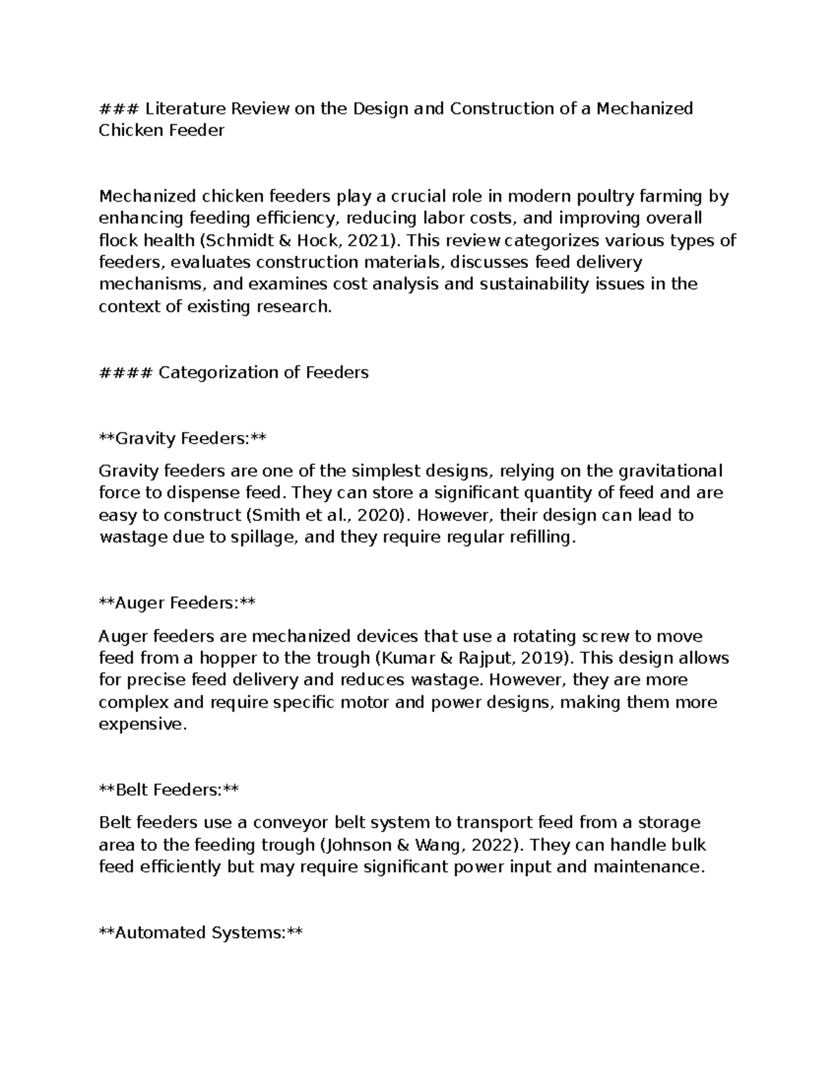 Literature Review on Mechanized Chicken Feeders: Design, Materials, and ...