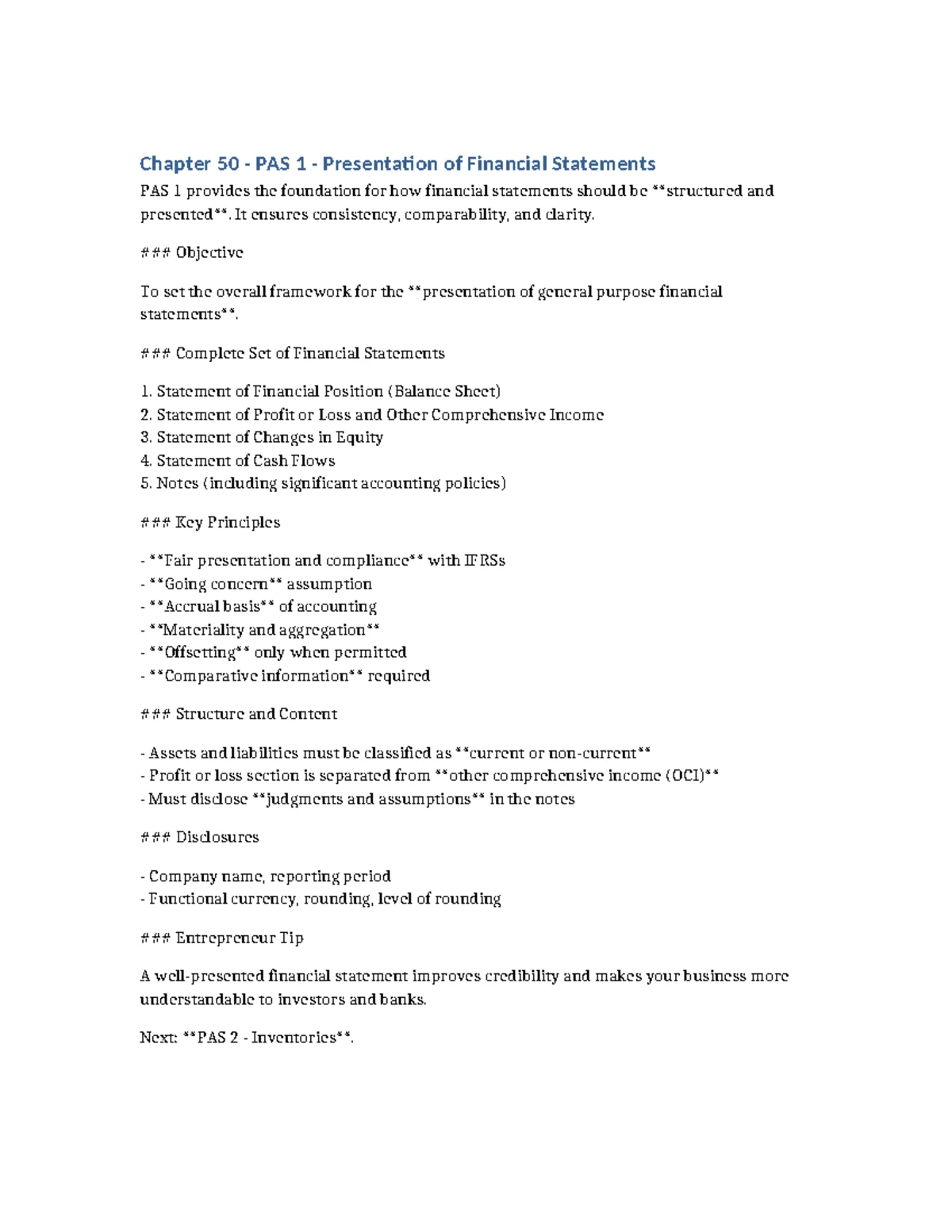 Chapter 78 - PFRS 7: Financial Instruments Disclosures Overview - Studocu