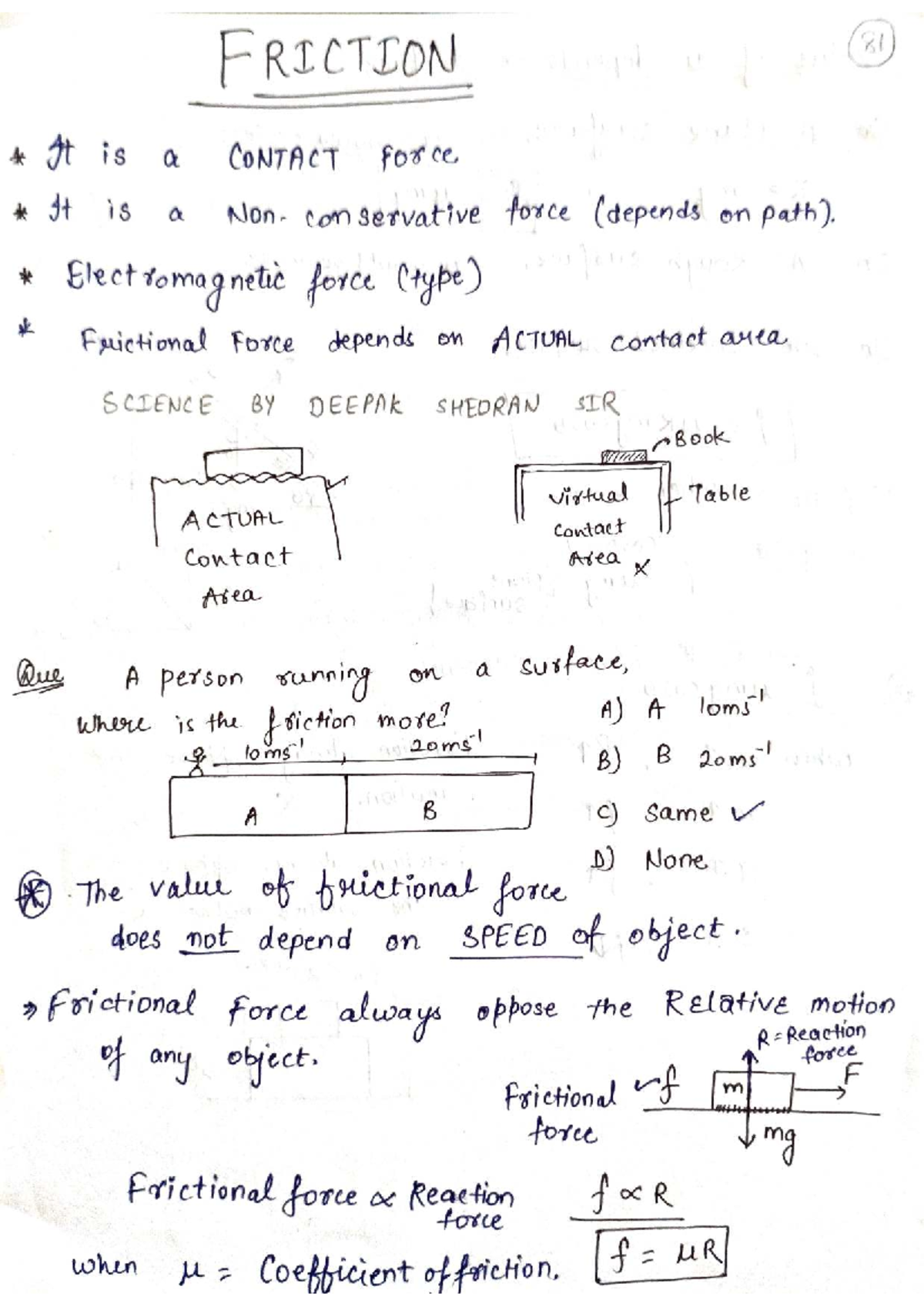 Friction in Physics: Understanding Contact Forces and Motion - Studocu