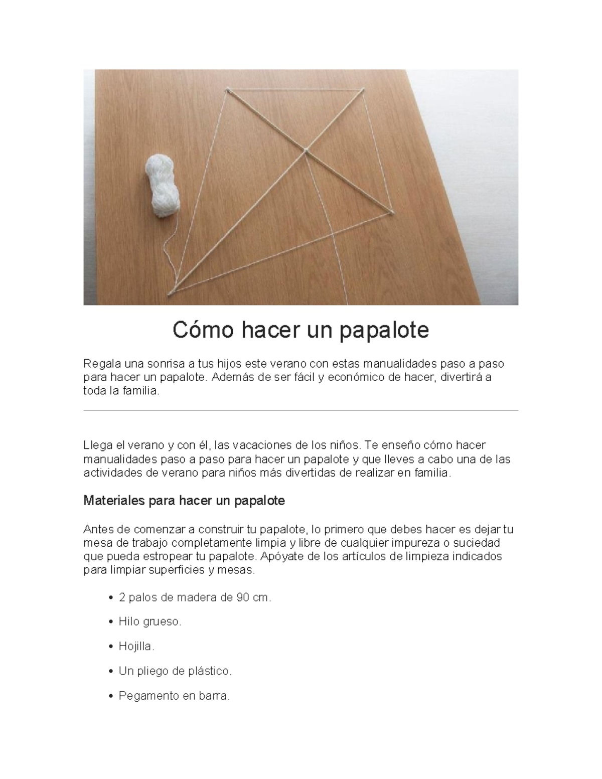Cómo hacer un papalote: Manualidades de verano para niños - Studocu