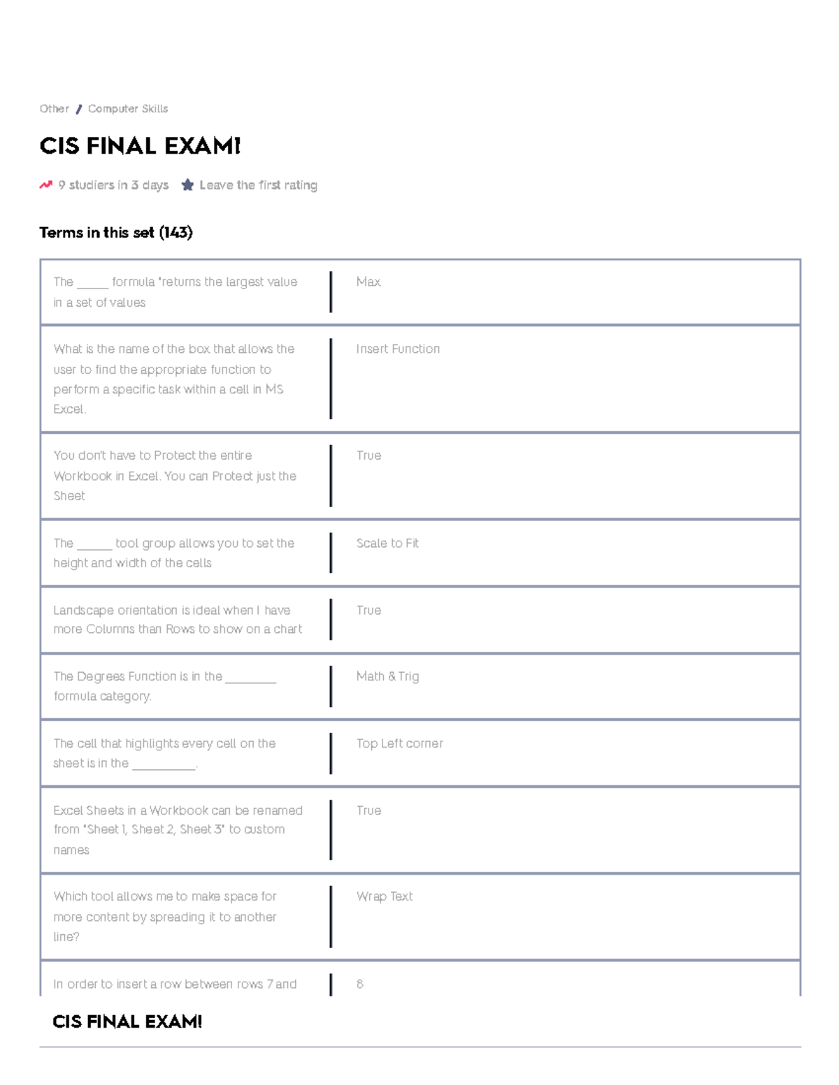 CIS 101 Final Exam Review: Essential Flashcards for Success - Studocu