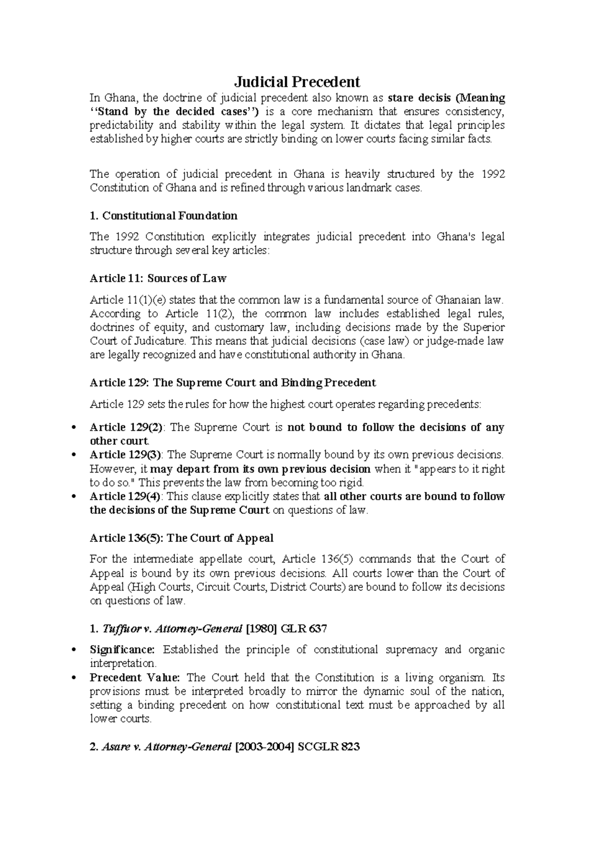 Ghana Legal Systems: Judicial Precedent and Statutory Interpretation ...