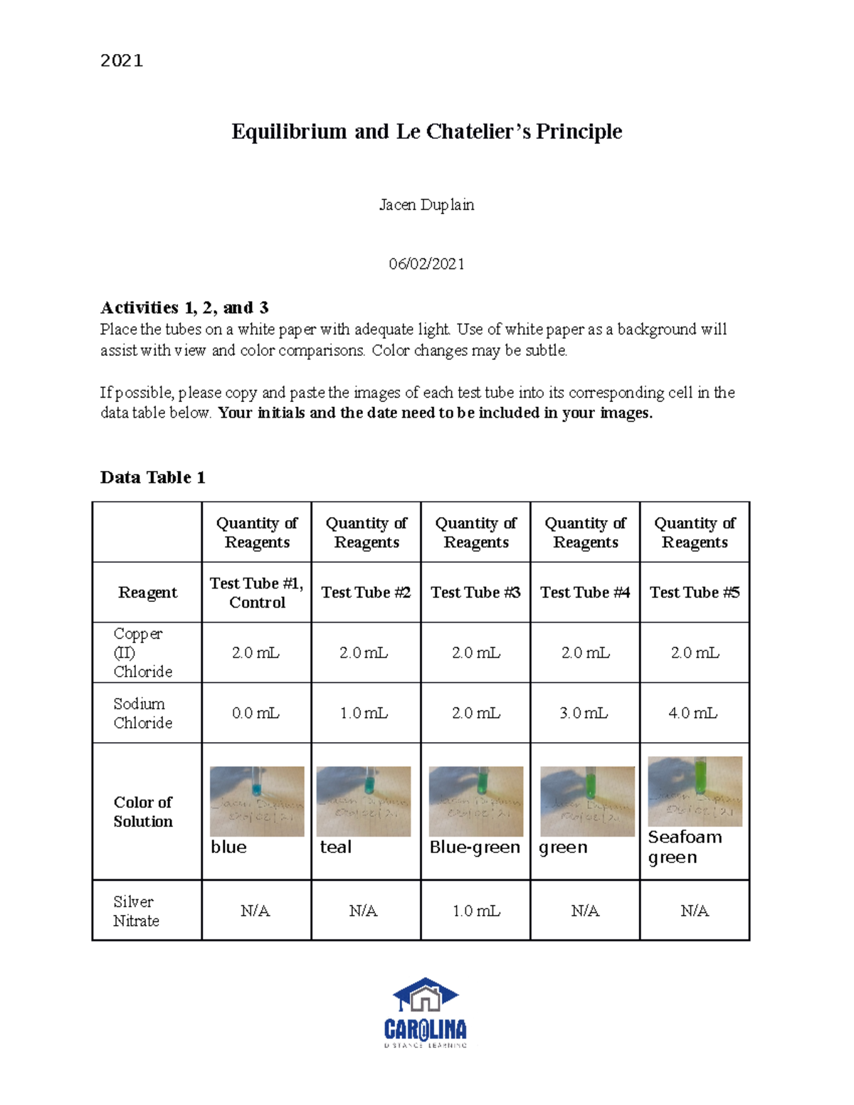 5.1 Lab notes and coursework - Equilibrium and Le Chatelier’s Principle ...