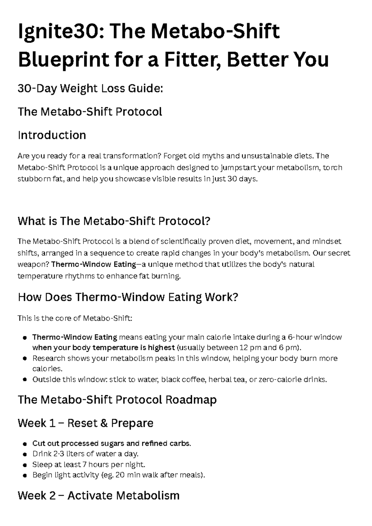 Ignite30: The Metabo-Shift Protocol for a Fitter You Guide - Studocu