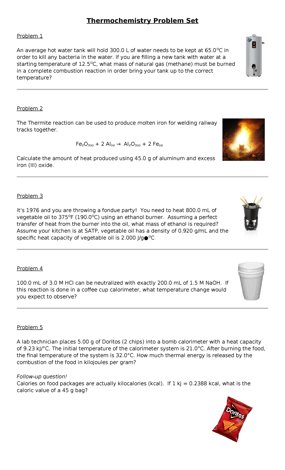 Thermochemistry Problem Set (Course Code: 3.6.2) - Studocu